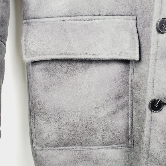 Black Rivet | Jackets & Coats | Black Rivet Gray Faux Fur Suede Coat ...